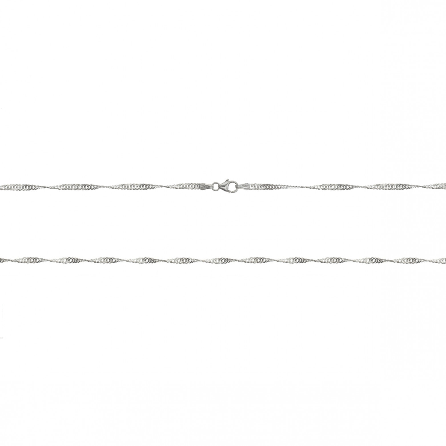 Sterling Silver 925°.Singapore chain 45cm, 025 gauge.